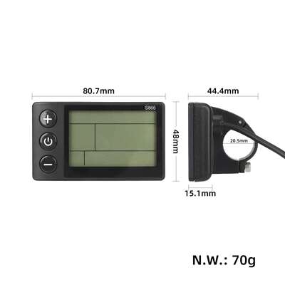 山地车锂电改装锂电控制器S866横屏LCD智能液晶显示器带防水接头