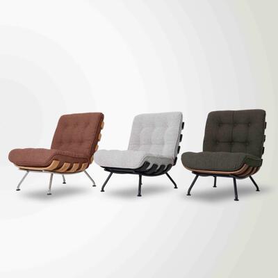 Tacchini脊骨椅意式极简沙发椅木条沙发椅中古设计师躺椅软垫沙发