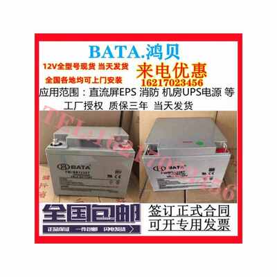 BATA鸿贝蓄电池FM/BB1228T/12V7a18a24a28a33a40a65a100ah直流屏