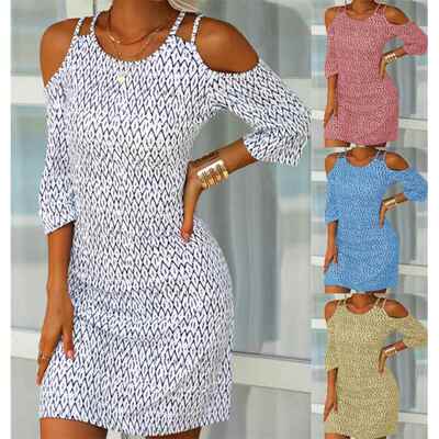 Women's small floral mid sleeved off shoulder dress
