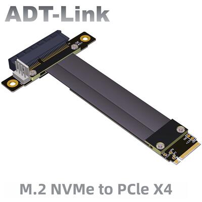 M2 NGFF NVMe 延长线 转PCIE x4板卡内置转角转弯转接M.2 3.0 ADT