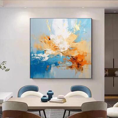 MHD手绘油画正方形抽象肌理立体客厅沙发装饰画现代简约立体挂画