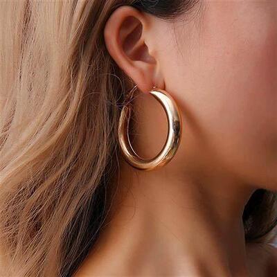 Personality 50 MM Big Gold Hoops Earrings Minimalist Thick T