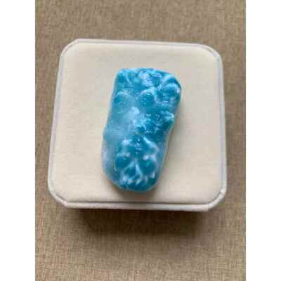 天然海纹石龙牌吊坠拉利玛项坠锁骨链坠挂件规格60.2*33.4*23.2mm