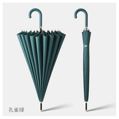 高档24骨长柄雨i弯ns风女大号晴雨两用伞自动钩伞抗风暴专男用士