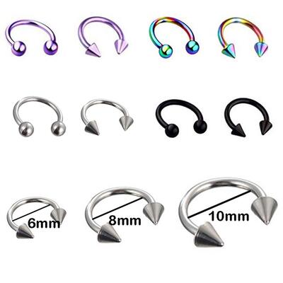 2PCS metal Horseshoe Fake Nose Ring C Clip BCR Septum Lip st