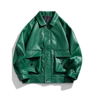 A 27400 Fleece Leather Baseball Jacket 加绒皮棒球服跨境