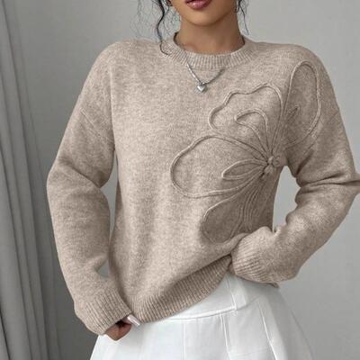 Women's Thick Knitting Basic Casual Tops, Comfortable Stand