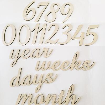 months木质月份牌婴幼儿满月百天生日装饰道具木牌拍摄木制