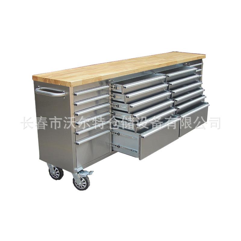 美式96英寸大型不锈钢工具柜带轮子工作站多功能汽修工作台工具车