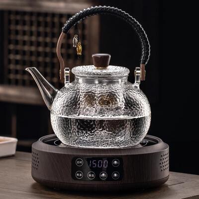 新款煮茶厚器蒸煮一体壶黑晶套装耐高炉温防爆加玻璃烧茶水泡IVS