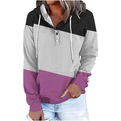 Angeralla Womens 2026 Hoodies Button Collar Drawstring