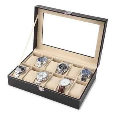12 Watch Jewelry Display Storage Holder Case Grids Box Gift1