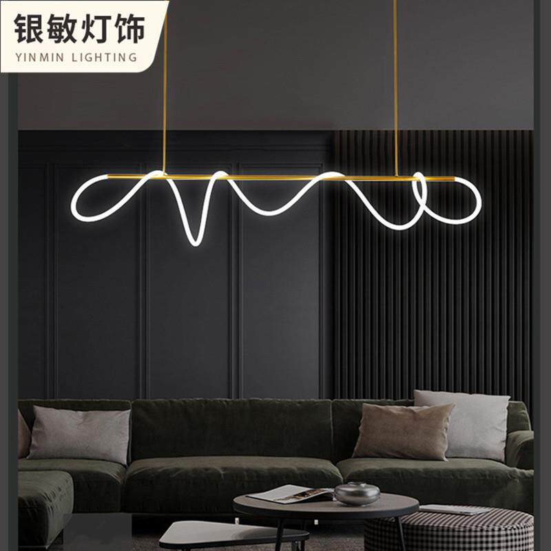 工程软装餐桌灯个性餐吊灯长条餐厅极简艺术硅胶软管吧台灯极简风