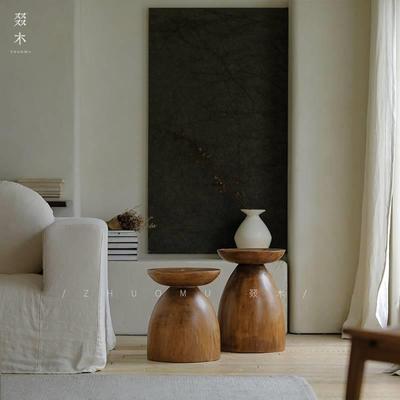 叕木/沙漏边几 | 圆形实木墩沙发边几床头角几创意民宿茶几侘寂风