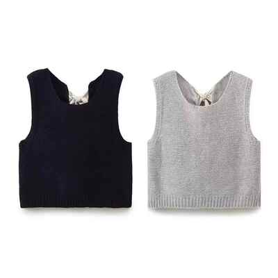 Womens Casual Women Sweater Vest Knit Top Sleeveless Crop