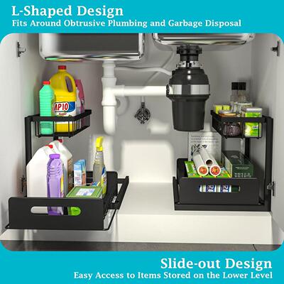 Under Sink Organizer Pull Out Cabinet Storage Shelves