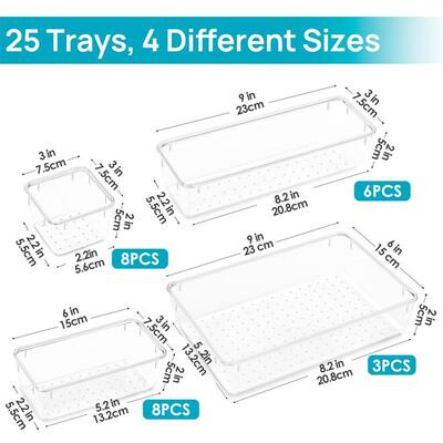 25pcs Plastic storage box set Cubes Drawer Organizer Makeup