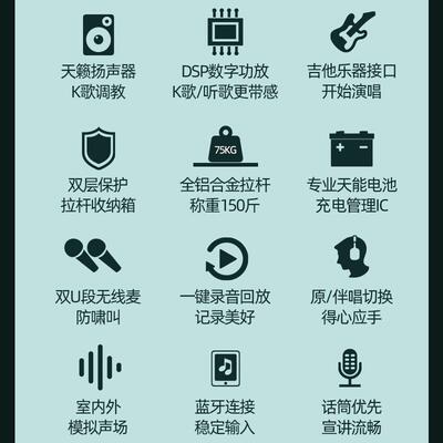 山水 SANSUI E08广场舞音响 户外音响k歌演出移动便携式拉杆