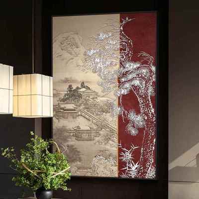 新中无品牌/玄关客厅水国画餐厅走廊过道装饰版画酒店式饭山店竖