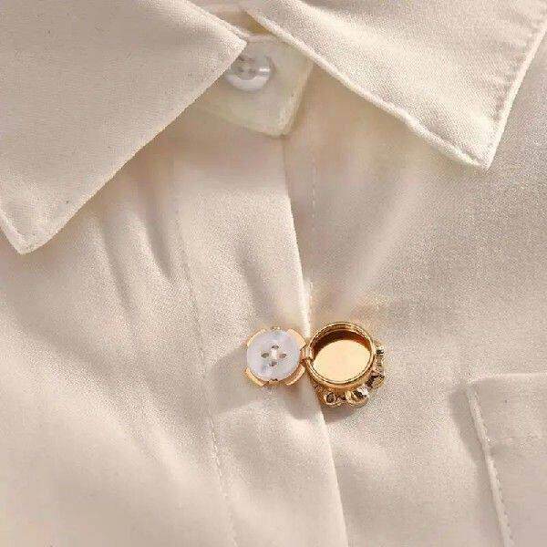Small Rhinestone Buttons Blouses Button Covers Clip-On For