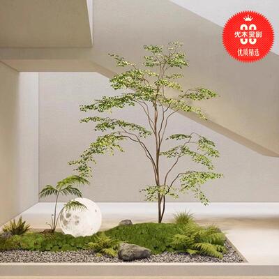 南天竹仿真大型树绿植假树室内外枯山水造景装饰景观摆件植物网红