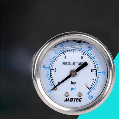 acacutek轴向抗冲击压力表Yn50Z 10Bar Pt1/4气压油压防震压力表