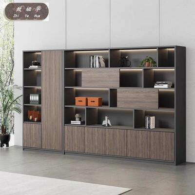 靠件墙收纳资料储物柜柜KYA展示办公柜室木质文柜书柜背景子经理