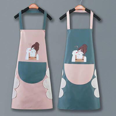 Cute Korean-style summer apron for home kitchen use, waterpr