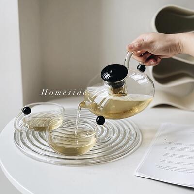 Homeside弹珠珠茶壶高硼硅耐热玻璃过滤茶具北欧茶杯煮泡茶壶套装
