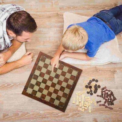 Magnet Chess Game Three in One Checkers Wooden Backgammon