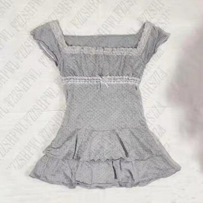 Wave point waist slimming short sleeved T-shirt top and