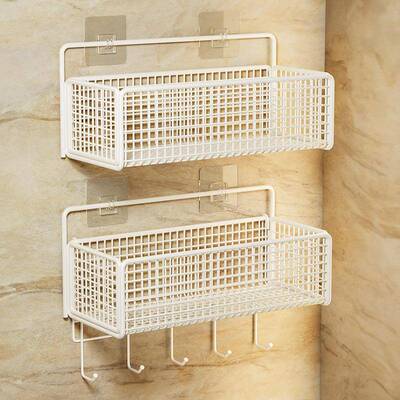 Bathroom storage rack, no-drill wall-mounted shelf for restr