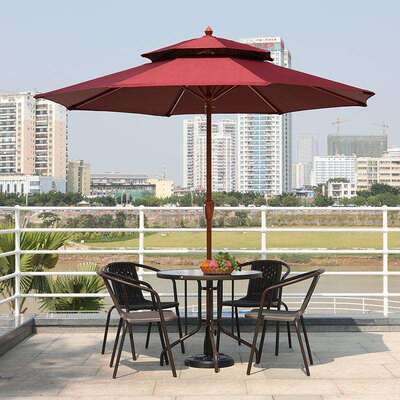 子户外桌椅带伞藤椅三套外椅露IRF天休闲阳台小茶几室铁艺件庭院