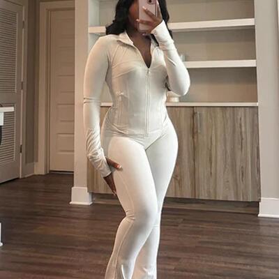 Women’s 2-Piece Lounge Set –-Waisted Flare Pants & Casual