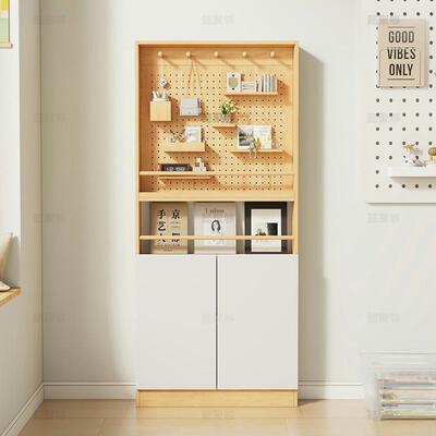 洞洞板置物架实门KEF后超薄木收柜书柜落地多层墙窄纳边柜靠挂衣