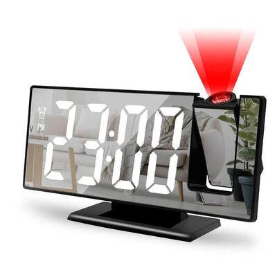 180° Rotation Projection Alarm Clock with Time Temperature