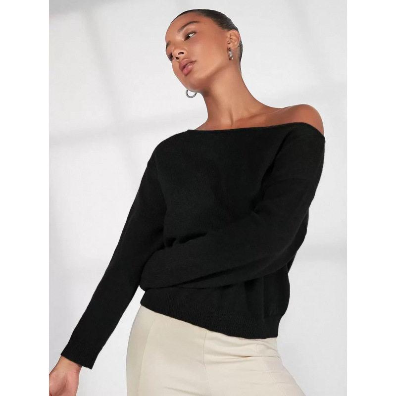 V 16123 Asymmetric Long Sleeve Top 斜肩休闲长袖上衣
