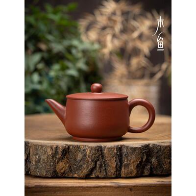 正宗紫砂壶 功夫茶壶圆肚螺纹壶泥壶半手工潮汕茶壶茶具120ml