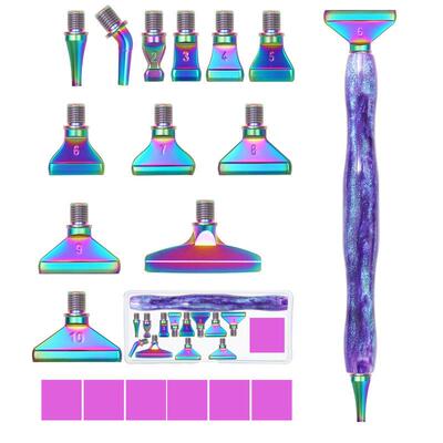 GAH钻石画新螺纹彩色头点合钻笔款笔金金属点钻头DIY钻石绣工具套