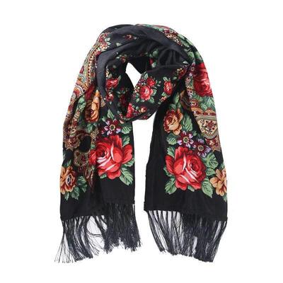190x65cm Ethnic Women Scarf Long Floral Print Ukrainian Embr