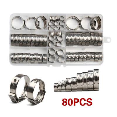 45/80pcs盒装 不锈钢耳箍圈软管夹美式喉箍 抱箍 卡箍多规格