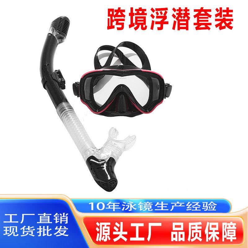 跨境潜水面罩护鼻一体浮潜装备全干式呼吸管浮潜大框高清泳镜套装