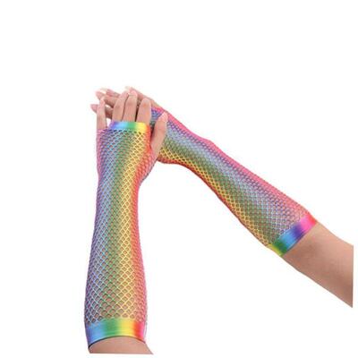 Rainbow Mermaid Arm Sleeves Fish Scale Pattern Printed Finge