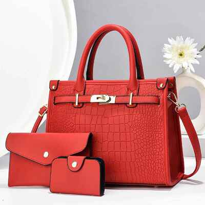 Womens Crocodile Embossed Handbag Large Capacity Shoulder