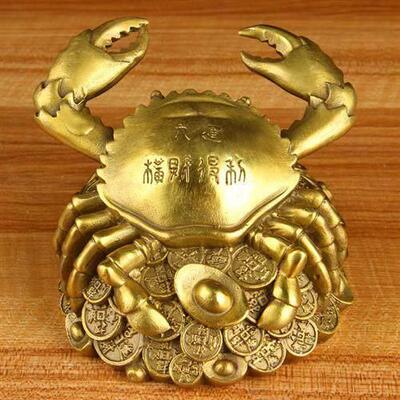 铜螃蟹摆件 横财铜螃蟹摆件
