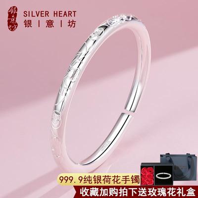 高档子年轻银环手炼999实9纯银心风格小女众平原民族风格大重量银