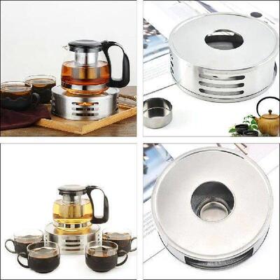Stainless Steel Teapot Warmer Tea Coffee Glass Pot Heating