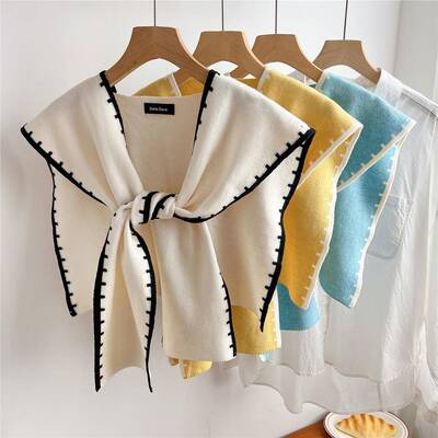 Women'S Elegant Sawtooth Print Shawl, Fashionable Knit