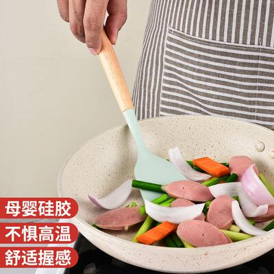 现木柄硅胶具厨套装锅铲套货装12烹件套硅胶HFP8996耐高温不粘锅
